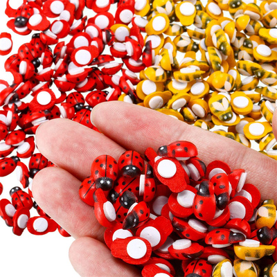 100pcs Tiny Resin Bees Ladybugs Craft Garden Red Landscape L
