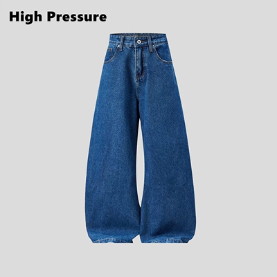 High Pressure美式复古水洗做旧弯刀牛仔裤松弛感休闲宽松阔腿裤
