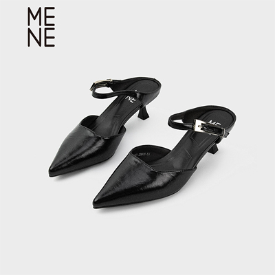 MENE新款尖头细跟包头半拖鞋