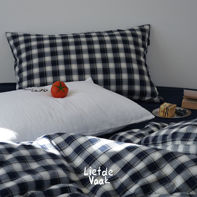 全棉双层纱四件套A类格纹被套