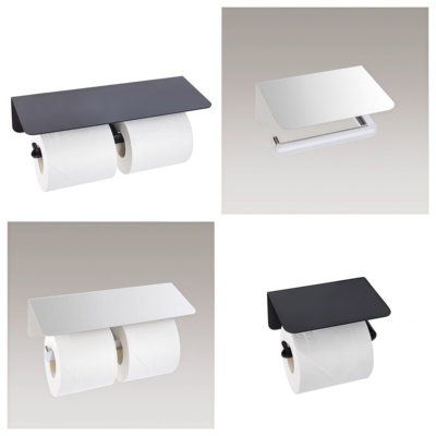 珂美不锈钢双层卫生纸架置物平台卷纸器K-29221T/29224-CP/BL