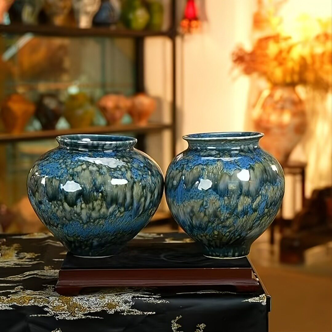 景德镇中式侘寂风陶瓷花瓶简约客厅餐桌插鲜花水培民宿酒店摆件