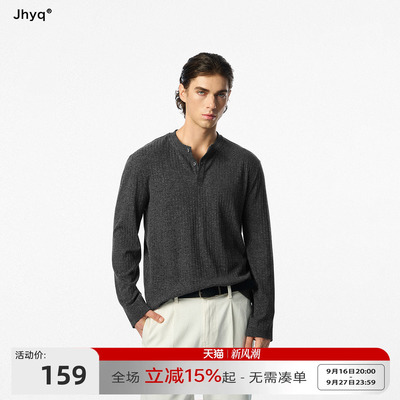 JHYQcleanfit亨利领修身T恤男