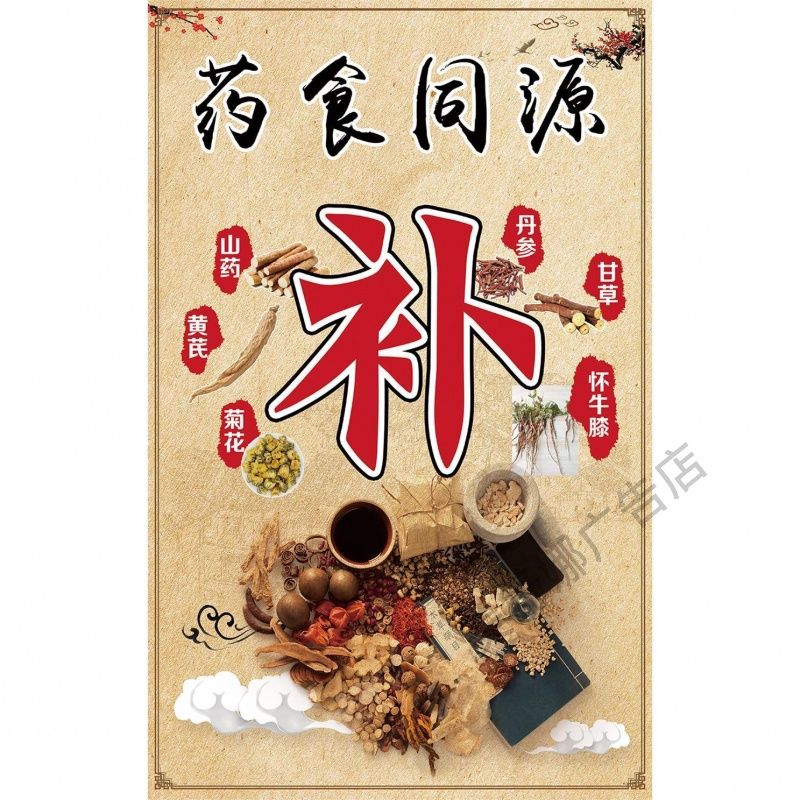药膳海报中医养生馆装饰画药食同源目录贴纸中医馆诊所挂画背景墙