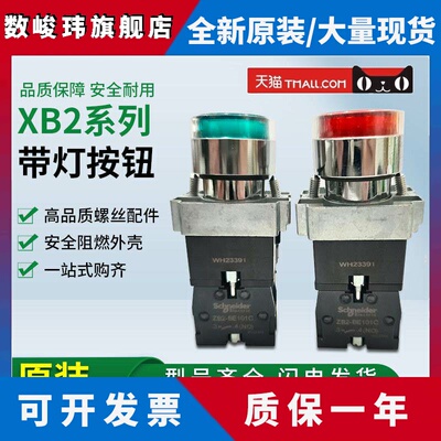 正品施耐德带灯自复位按钮开关XB2BW33B1C绿24V常开XB2BW34M1C红