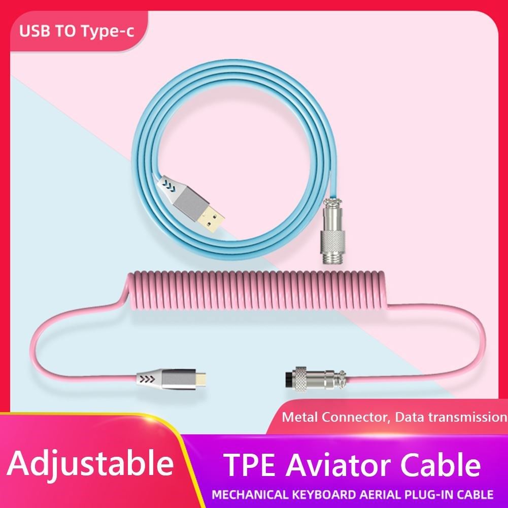 Mechanical Keyboard Aviator Cable Coiled Type-C USB Aviation_虎窝淘
