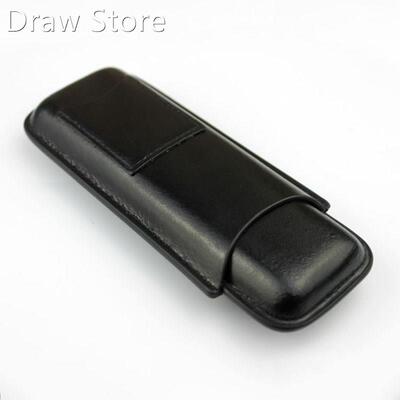 Leather Cigar Case Cigar Humidor Black High-end 2 Tube Hold