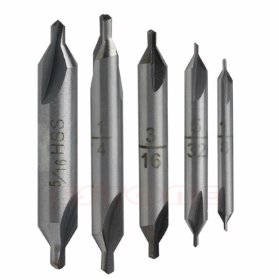 5Pcs/lot HSS Center 60 degrees Spotting Drill Bits Combined