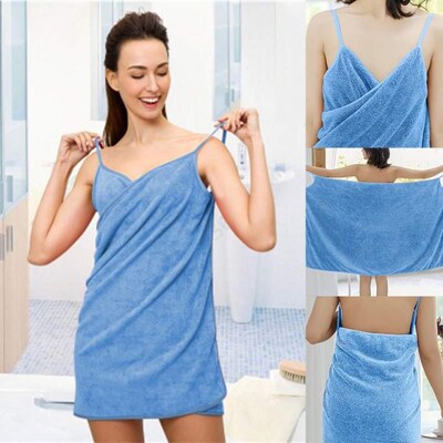Bath Towel for Women Wearable Microfiber Bathrobe Woman Show