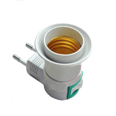 E27 female socket to EU plug adapter with power on-off contr