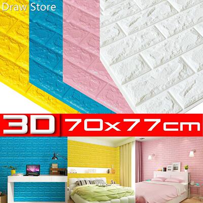 10Pcs 70x77x0.6cm Brick Wall Stickers DIY Decor Self-Adhesiv