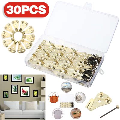 30pcs Durable Golden Picture Frame Hanger Hanging Hooks with