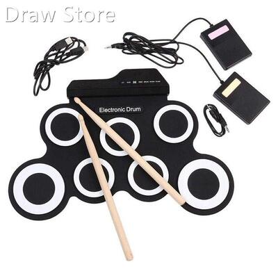 Digital Electronic Roll p Drum Pad Set Kit - Portable Silico