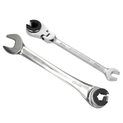 Flex-Head Ratcheting Wrench 10/13mm Vanadium Steel Tubing Ra