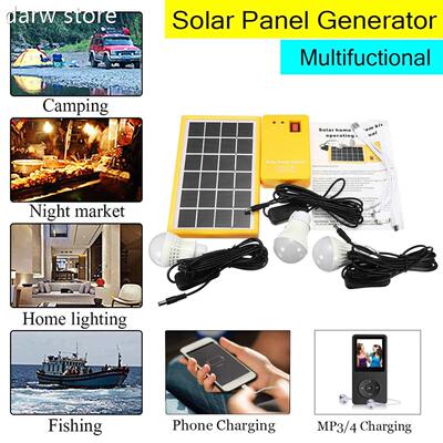 S1olar Poer Panel Ge nerator Kit w/ 3l LED Bubs Light 5VUSwB
