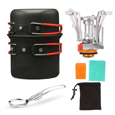 Non-stick Pots Pans Portable Outdoor Camping Cookware Set No