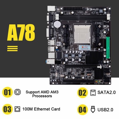 Brand New HUANANZHI A78 Motherboard M-ATX Dual Channels DRR3