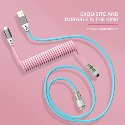 Mechanical Keyboard Type-C USB Plug-in Coiled Aviator Connec