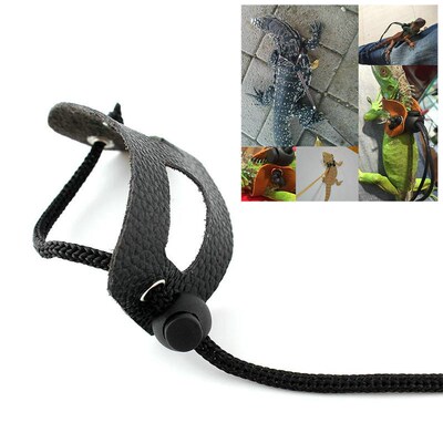 S/M/L Leather Adjustable Reptile Lizard Harness Leash Collar