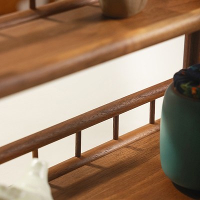 黑胡桃木桌面置物架茶杯收纳架小型博古架多层紫砂壶展示茶具架子