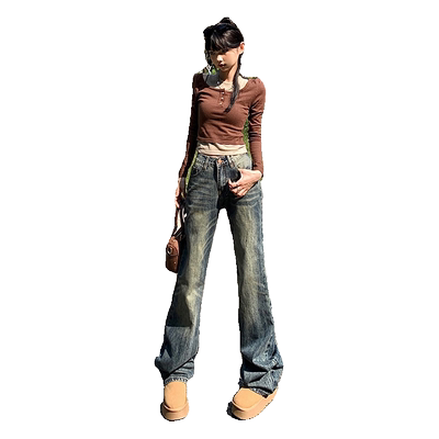 KRO喇叭裤显瘦百搭高腰