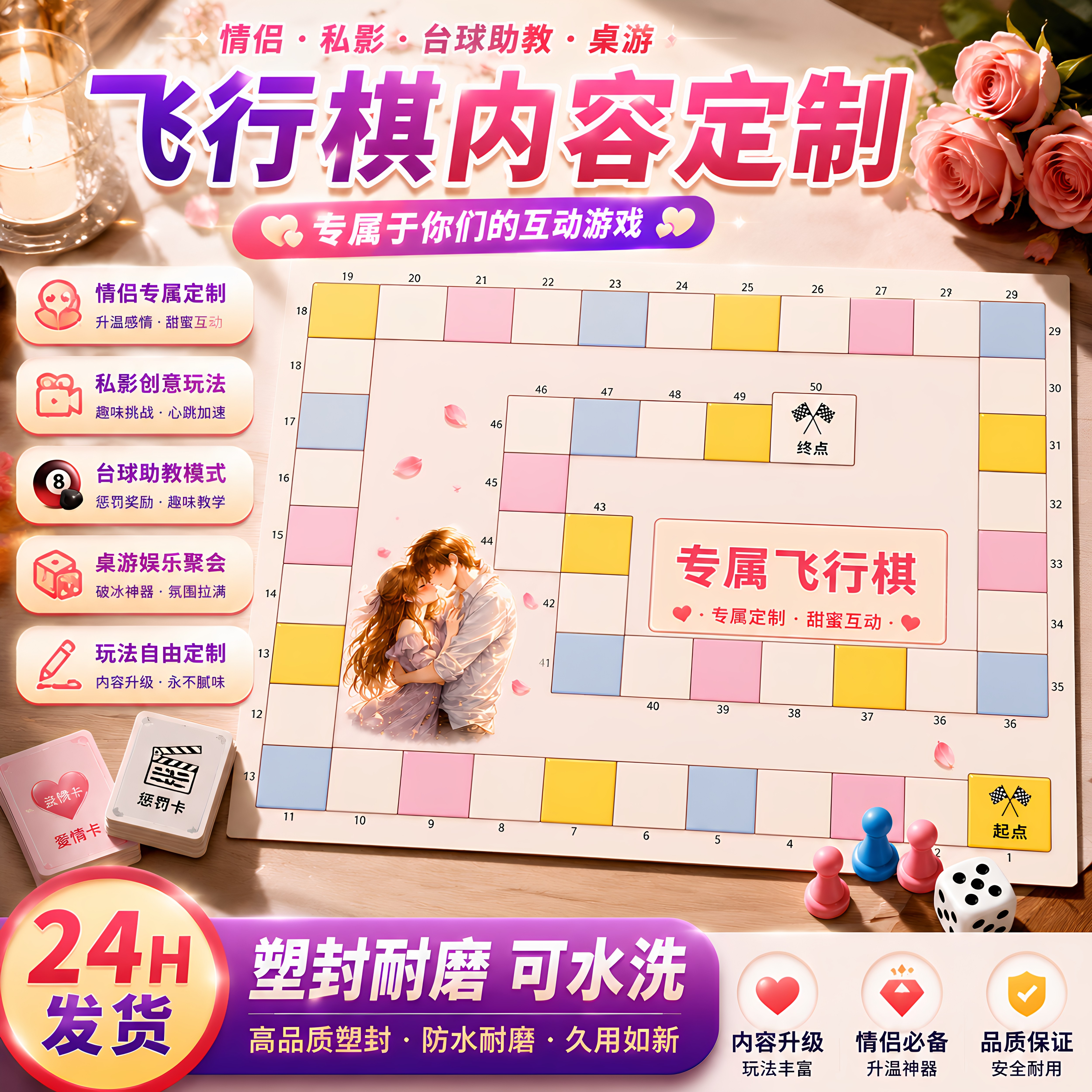情侣飞行棋定制版互动DIY私影KTV酒店微醺游戏情侣礼物专属玩法