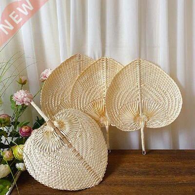 1PC 30*40cm Handmade Straw Woven Fans Craft Summer Cooling
