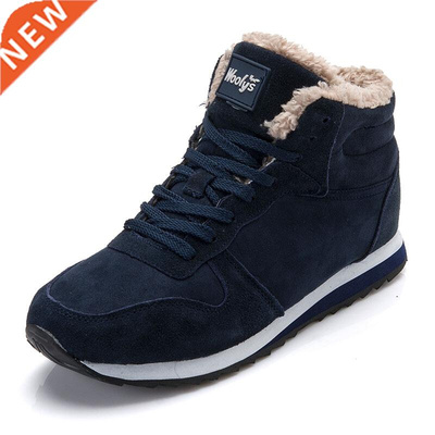 Men Shoes Winter Warm Fur Men Casual Shoes Lace Up Round Toe