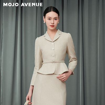 朗姿/MOJO AVENUE莫佐2025秋新款亚麻西装短外套收腰优雅职