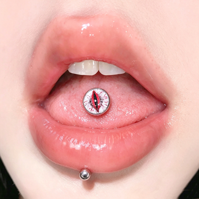 异形瞳羽舌钉穿刺钛合金舌头钉外螺旋可喝酒朋克ins穿孔饰品