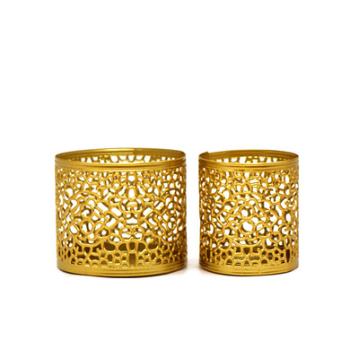 Vintage Nordic Candle Holders Geometric Hollowed Out Iron