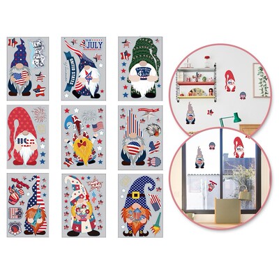 9 PCS Independence Day Sticker 4th Of July Window Clings Pat