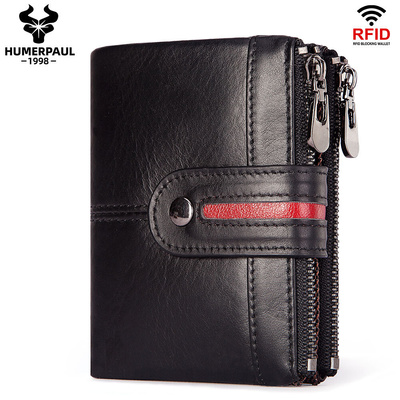 HUMERPAUL 100% Genuine Leather Mens Casual Wallet RFID