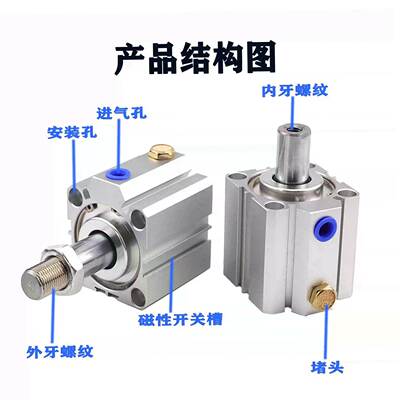 亚德客型ASQ ATQ薄型气缸ACQ ACQS12 16 20 25 32 4050 63 80 S B