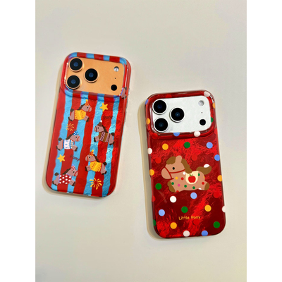 彩色波点小马适用苹果17promax手机壳16pro华为mate60新款IMD漩涡壳pura70/OPPOReno12vivox200小米17pro软软