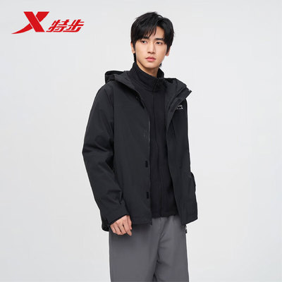 特步冲锋衣男2025冬季新款两件套