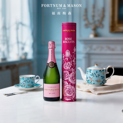 FortnumMason福南梅森玫瑰香槟750ml和玫瑰饼干250g/罐组合装