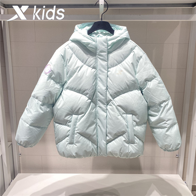 特步加厚保暖女童儿童羽绒服外套