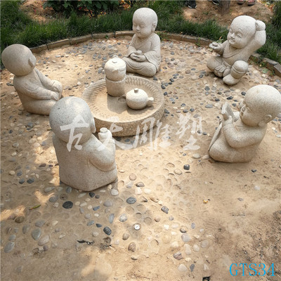曲阳石雕书法小沙弥石像城市雕塑