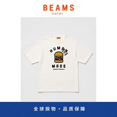 【SOLAR BEAMS】夏季潮牌汉堡包图案竹节棉短袖T恤宽松男女款