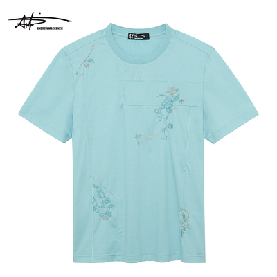 ANDREW MACKENZIE意大利男装夏季时尚休闲男士圆领T恤男短袖