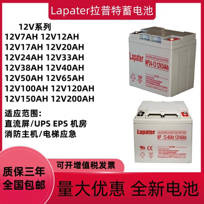 Lapater拉普特蓄电池NPG12V9AH17AH24AH38AH40AH65AH100AH120AH