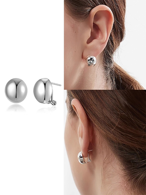 KITSH光面半圆球时尚简约耳钉