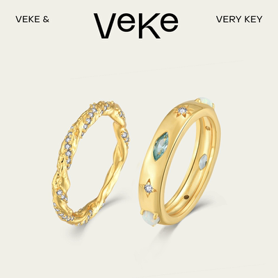VEKE「琉光·星野」系列套戒精致感轻奢金色日常通勤SR21234A