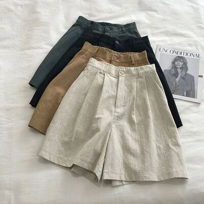 High waisted wide leg five quarter shorts 显瘦高腰阔腿五分裤