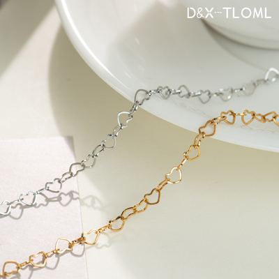 钛钢镀18K精抛爱心diy延长链