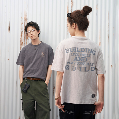 GOODLIVABLE竹节棉字母印花t恤