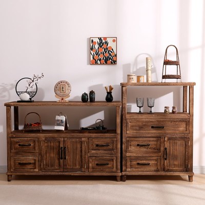 美式餐边柜复古茶水柜客厅收纳柜子入户玄关柜抽屉斗柜阳台储物柜