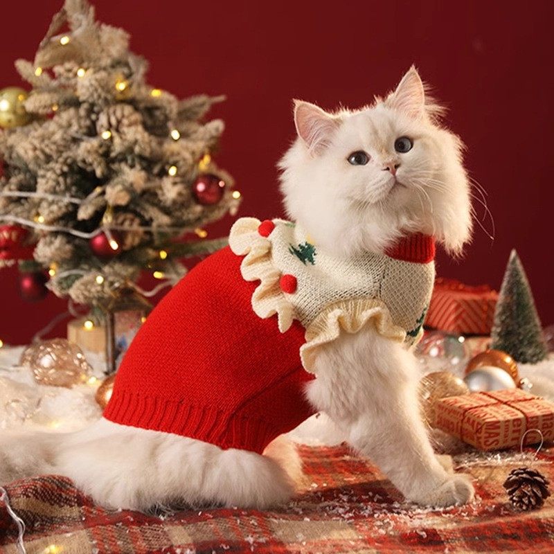 猫咪衣服圣诞冬季保暖防掉毛冬天小猫宠物猫猫幼猫秋冬款毛衣冬装