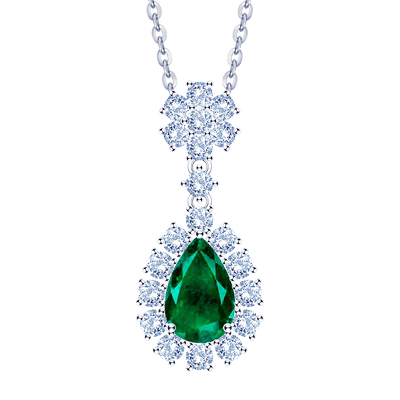 生日礼物铂金祖母绿项链送女朋友